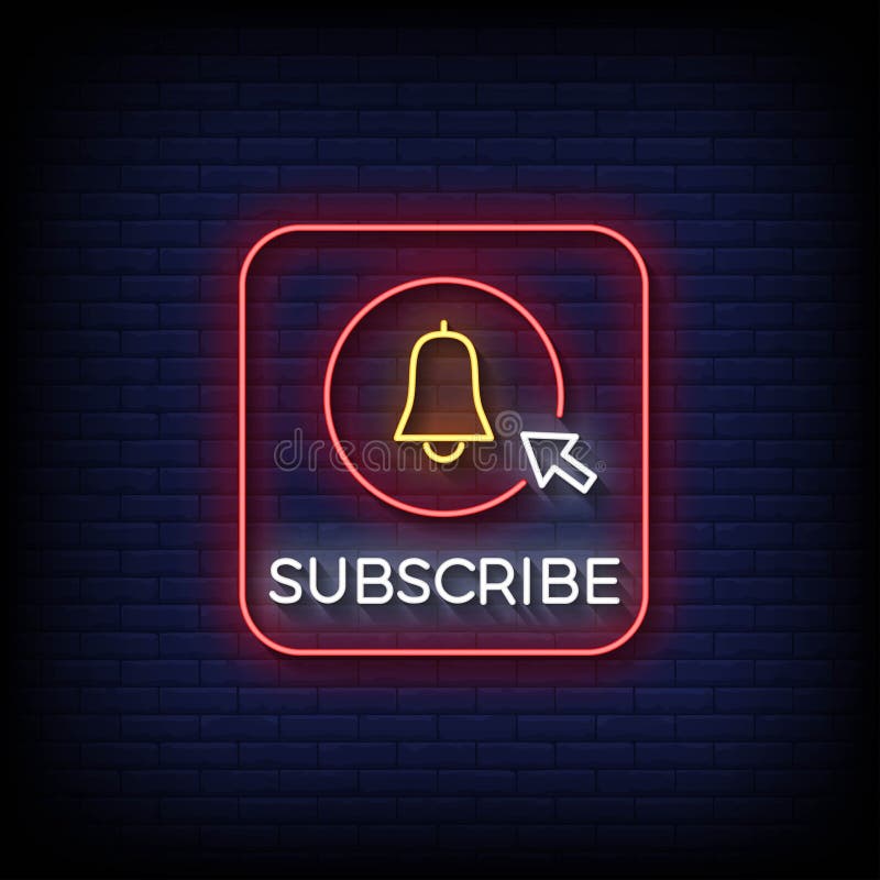 Subscribe Neon Sign with Brick Wall Background Vector Stock ...