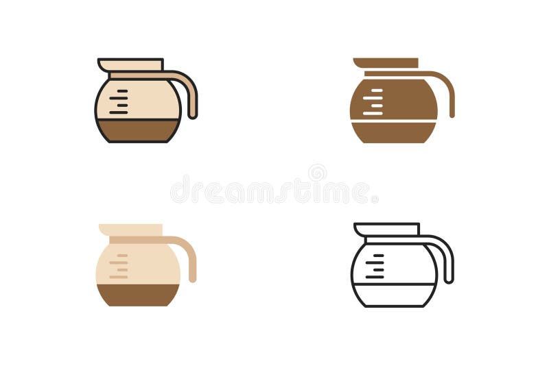 Coffee Pot Icon Set – Flat and Outline Minimal Design Stock ...
