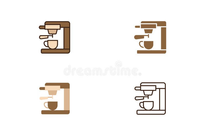 Espresso Coffee Machine Icon Set – Flat, Filled, Pastel, and Outline ...