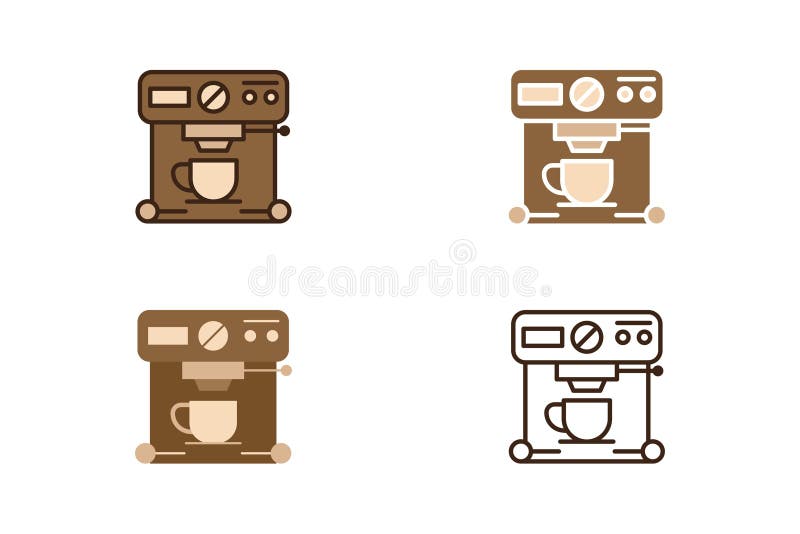 Espresso Machine Icon Set – Coffee Maker in 4 Styles Stock Illustration ...