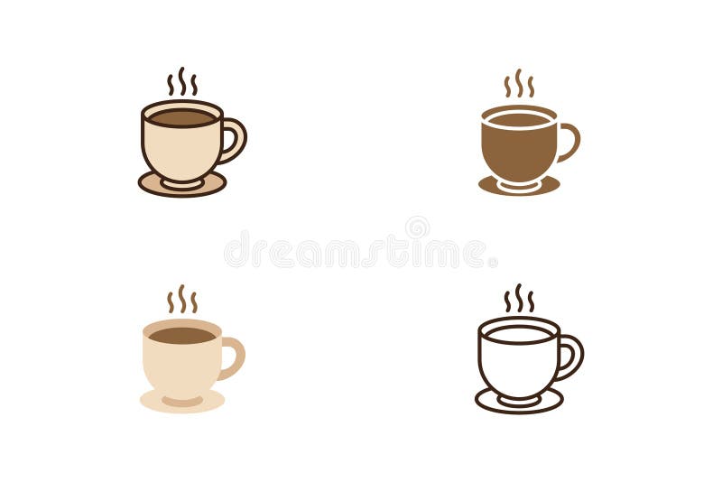Classic Coffee Cup Icons – Vector Set in Flat, Solid, and Outline Style ...