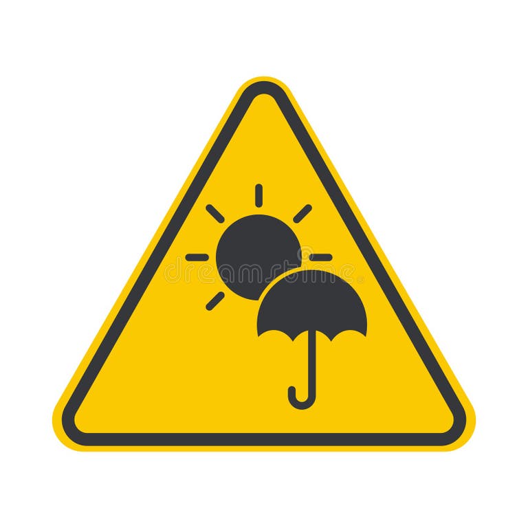 Isolated Triangle Safety Sign : Use of Umbrellas or Other Shiled Stock ...