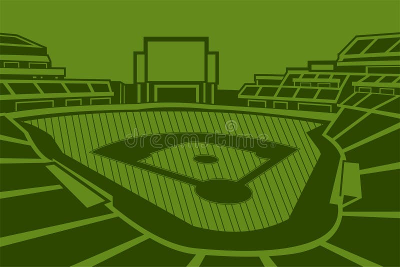 Baseball Arena Field Stadium Outline Green Silhouette Vector Stock ...
