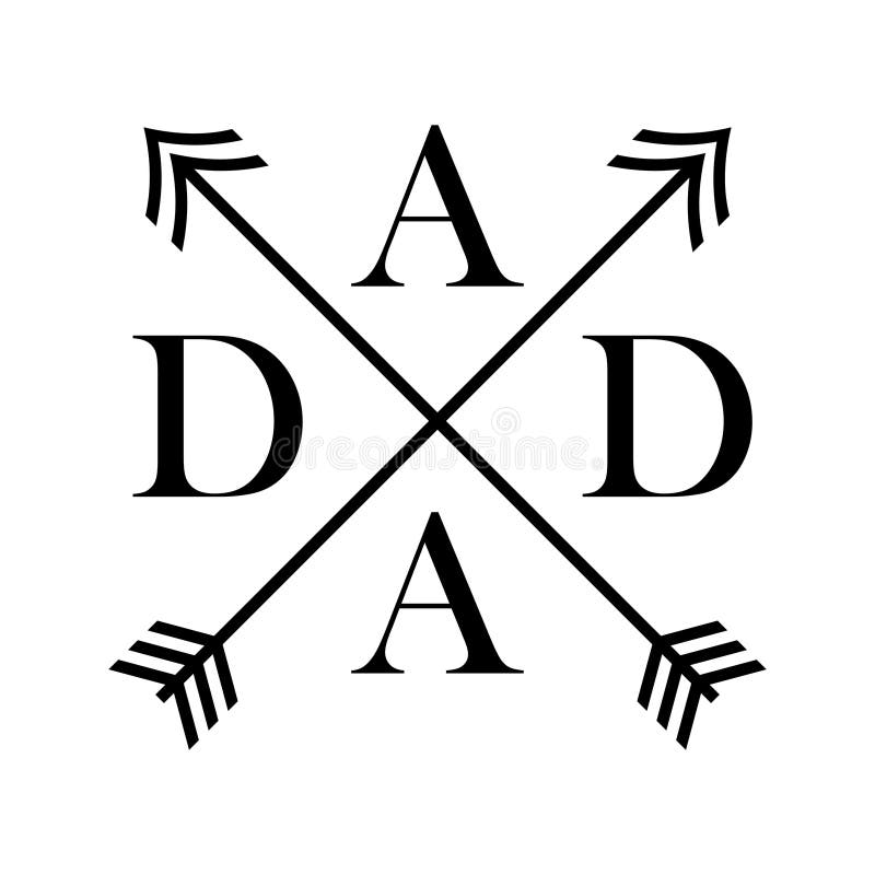 Minimalist Black and White Dad Vector Design with Two Crossed Arrows ...