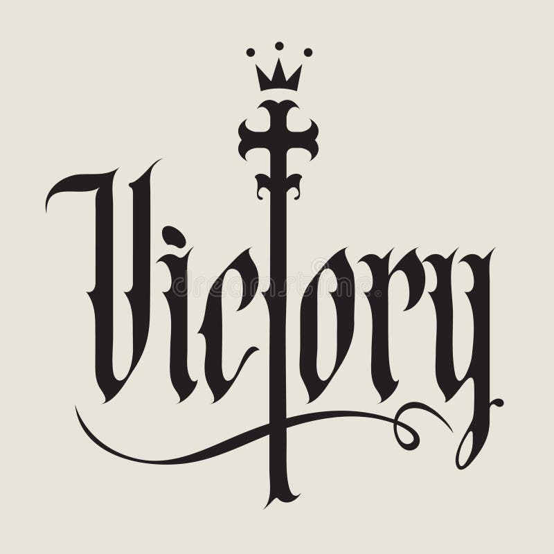 The Word Victory Written in Gothic Font Stock Vector - Illustration of ...