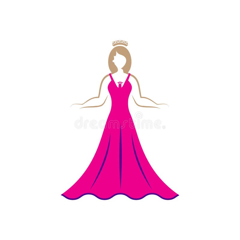 Elegant Princess Silhouette in Pink Gown with Tiara Stock Vector ...