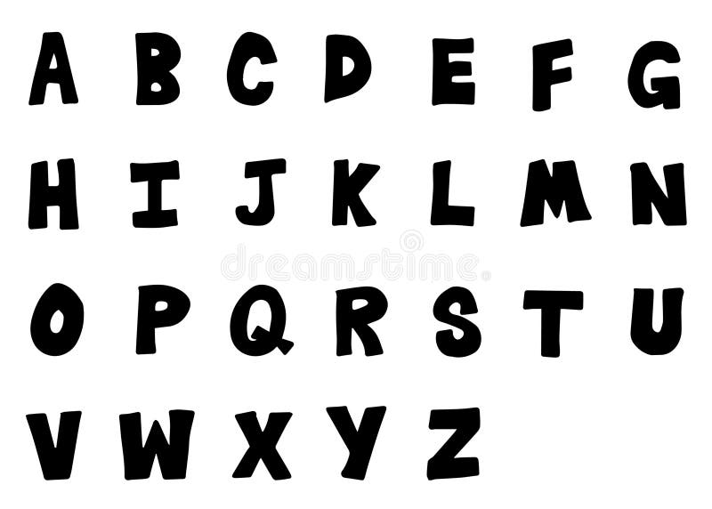 Capital Letters a To Z Alphabet Hand Drawn Stock Vector - Illustration ...