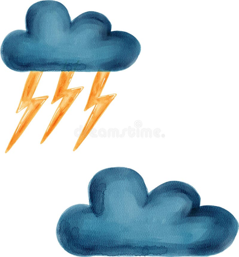 Two Watercolor Illustrations of Clouds are Depicted Stock Vector ...