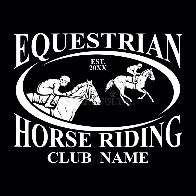Horse Riding Equestrian Club Simple Black and White Badge Logo Stock ...