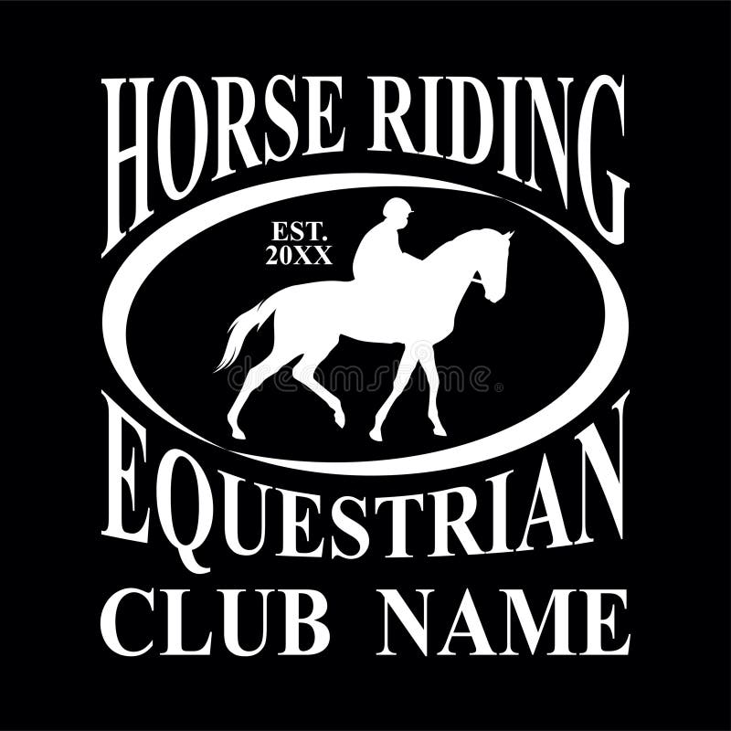 Horse Riding Equestrian Club Simple Black and White Badge Logo Stock ...