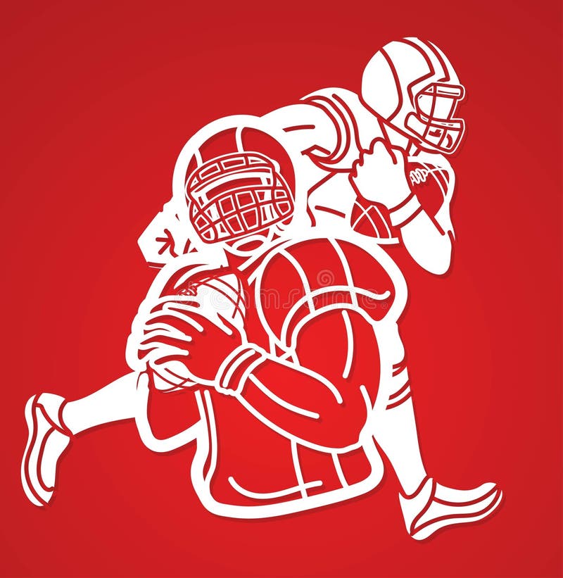 American Football Players Mix Action Cartoon Sport Graphic Stock Vector ...