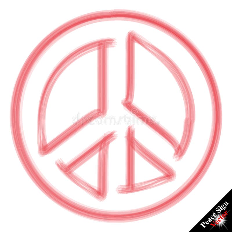 Red Peace Symbol with Rough, Brush-like Strokes Inside a Circular ...