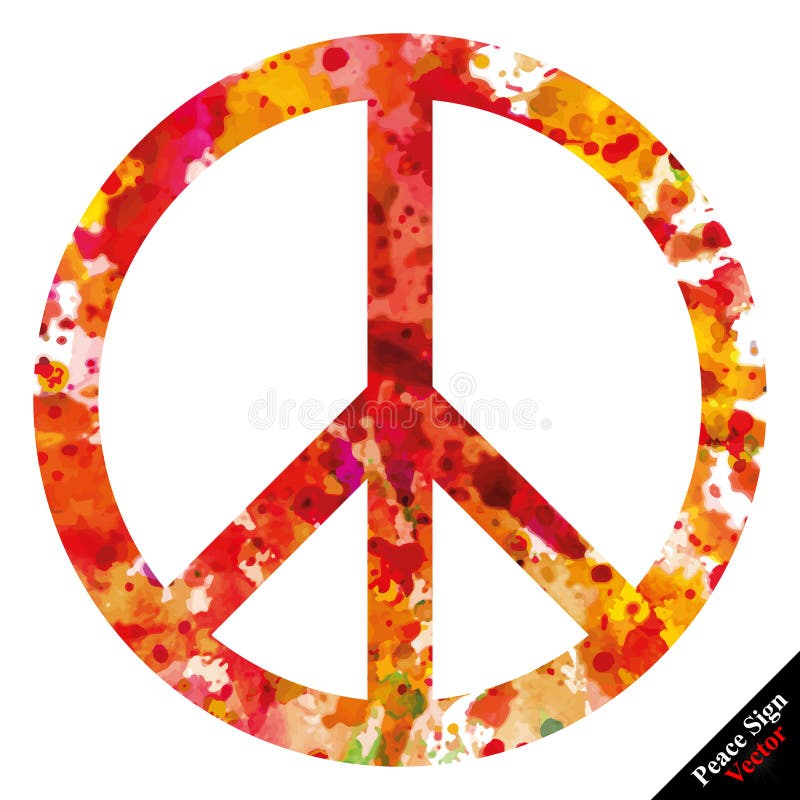Peace Symbol with a Splattered Watercolor Effect in Vibrant Shades of ...