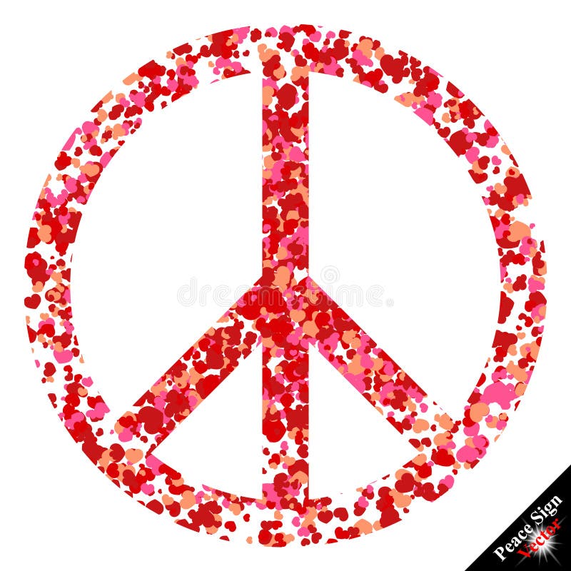 Peace Symbol Composed of Numerous Small, Overlapping Heart Shapes in ...