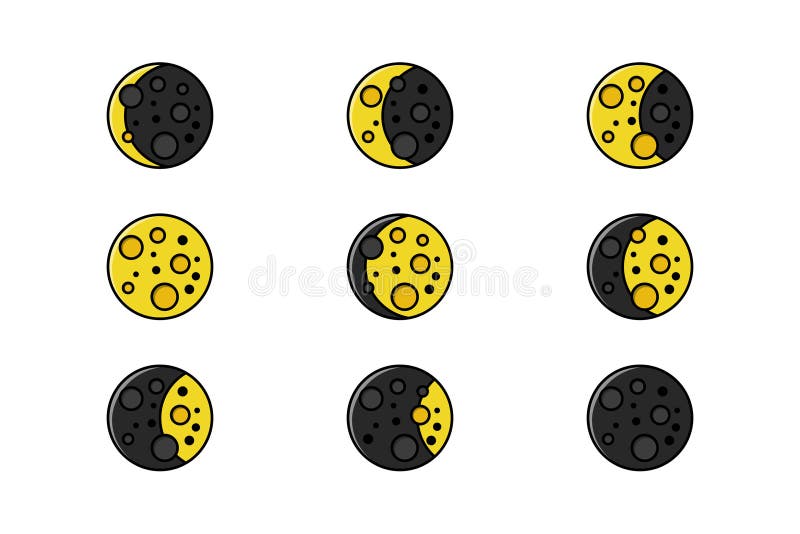 Cartoon Vector Icons of Moon Phases – Minimal and Modern Style Stock ...