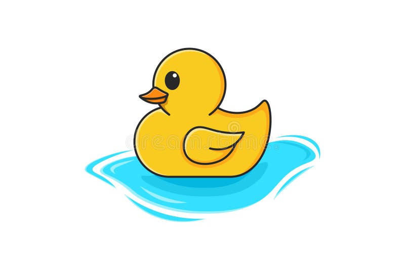 Cute Yellow Rubber Duck Floating on Water – Left Side View Vector Stock ...