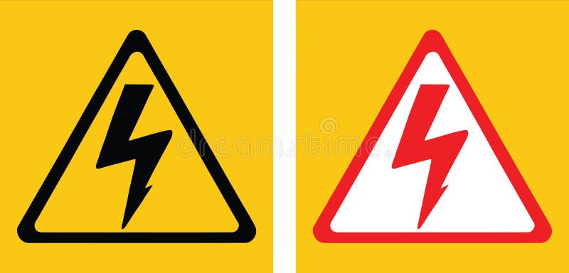 Electric Shock Hazard Warning Sign with Black and Red Lightning Symbols ...