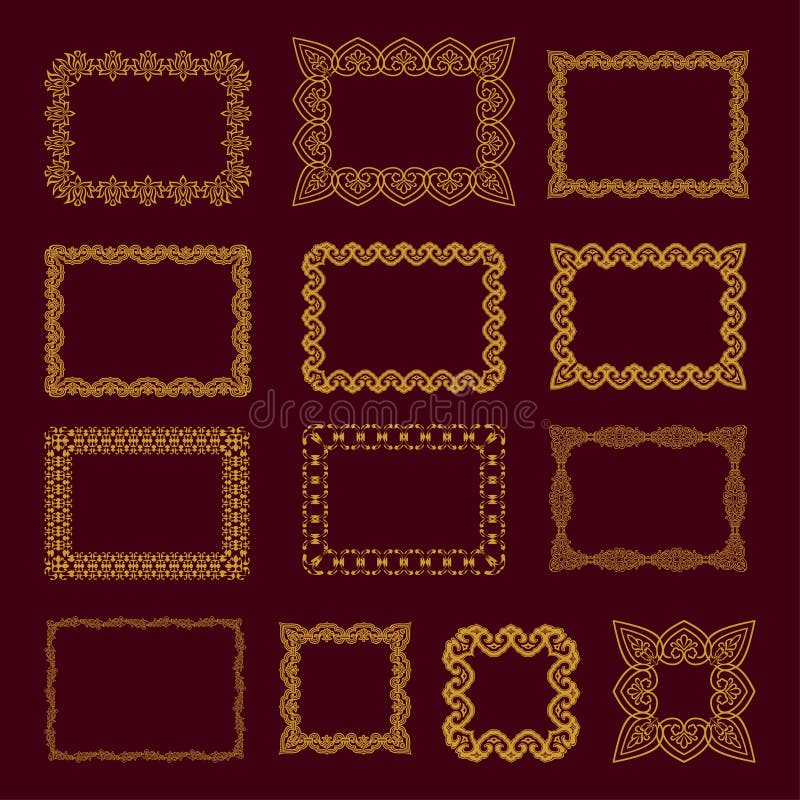 Chinese Ornamental Frame Vector Collection Traditional Golden Border ...