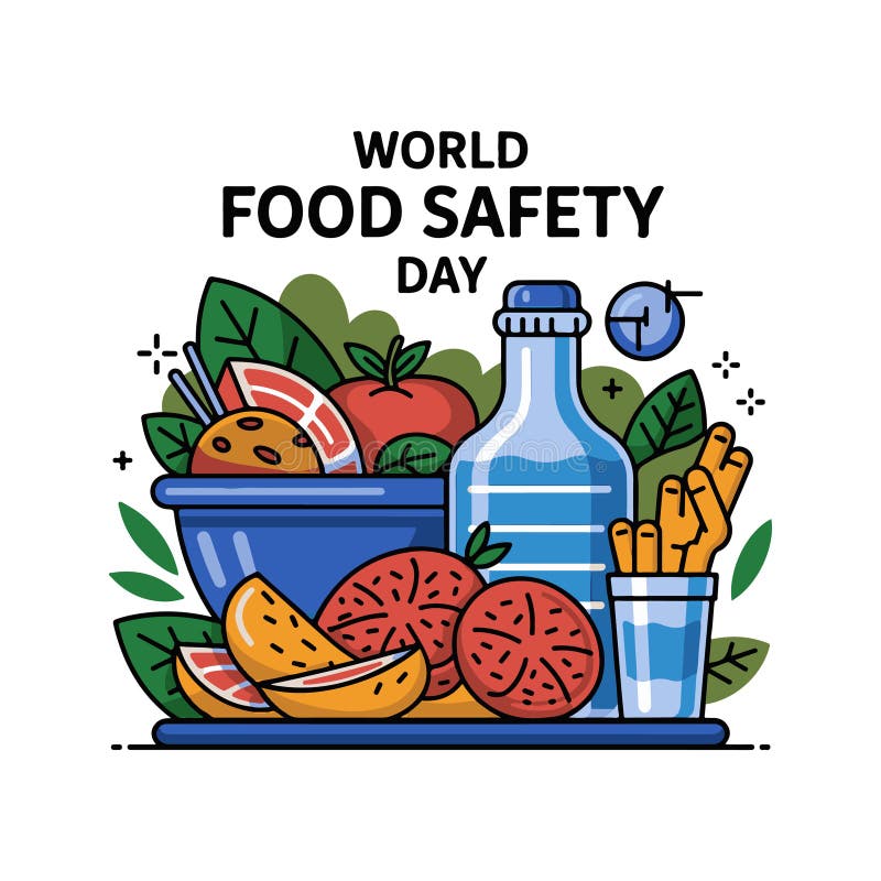 World Food Safety Day with Healthy Fruits, Water, and Snacks ...