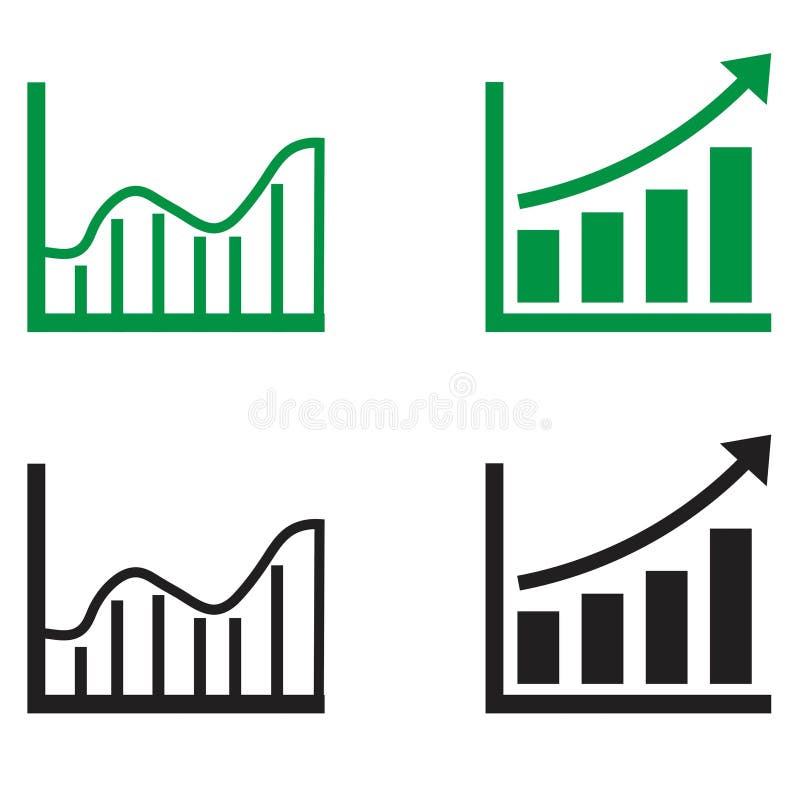 Growing Bar Icon Set. Business Graphs and Charts Icon Stock Illustration - Illustration of arrow ...