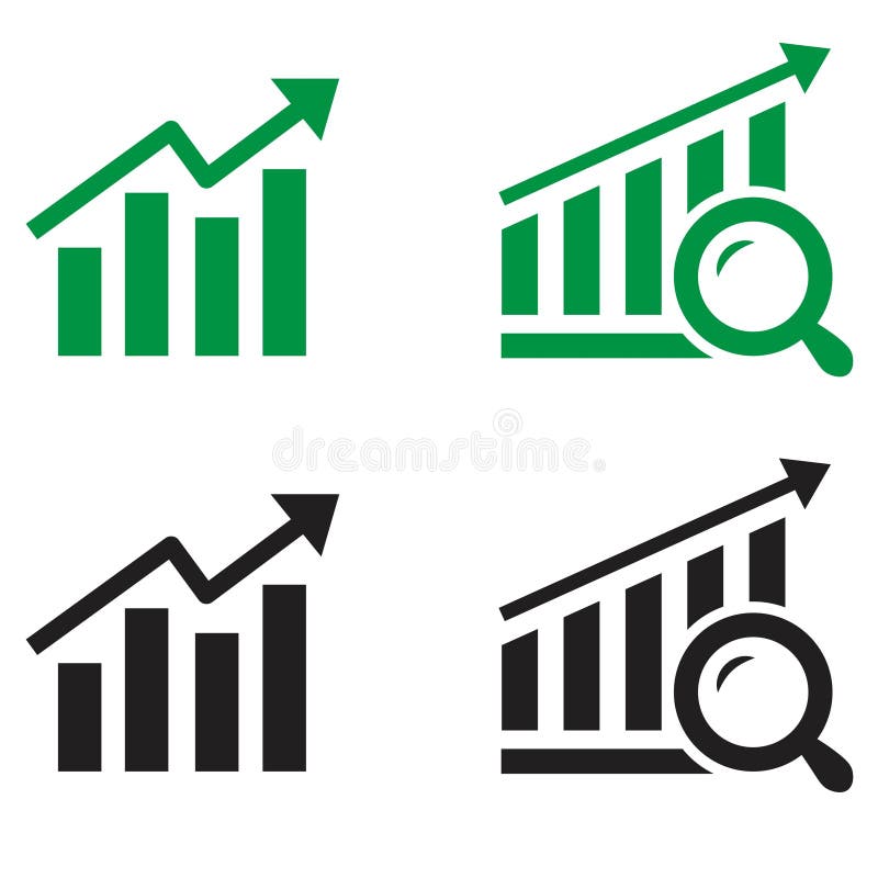 Growing Bar Icon Set. Business Graphs and Charts Icon Stock ...