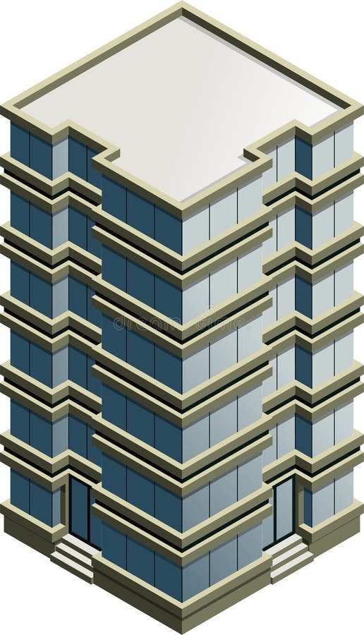 Isometric Modern Apartment Five-story Tower Building Stock Illustration ...
