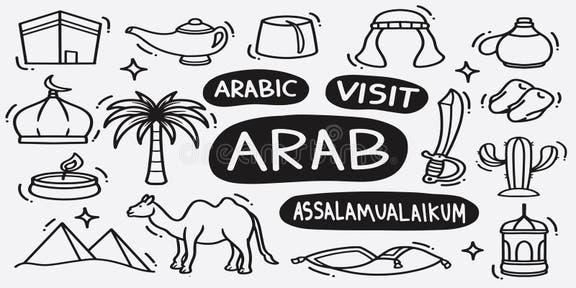 Arab doodle stock vector. Illustration of celebration - 379650258