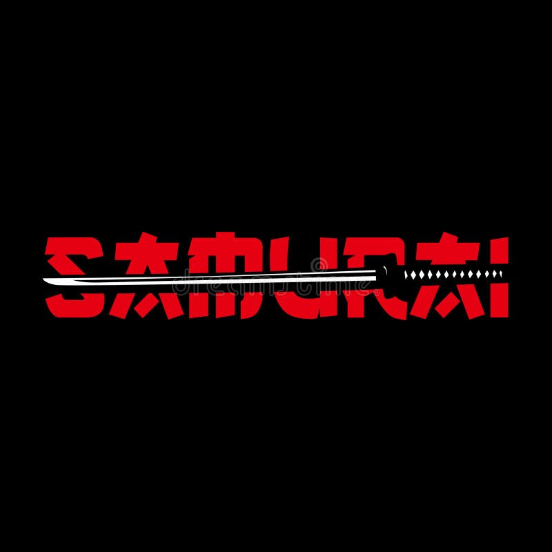 Samurai Sword Lettering Logotype Red Vector Stock Vector - Illustration ...