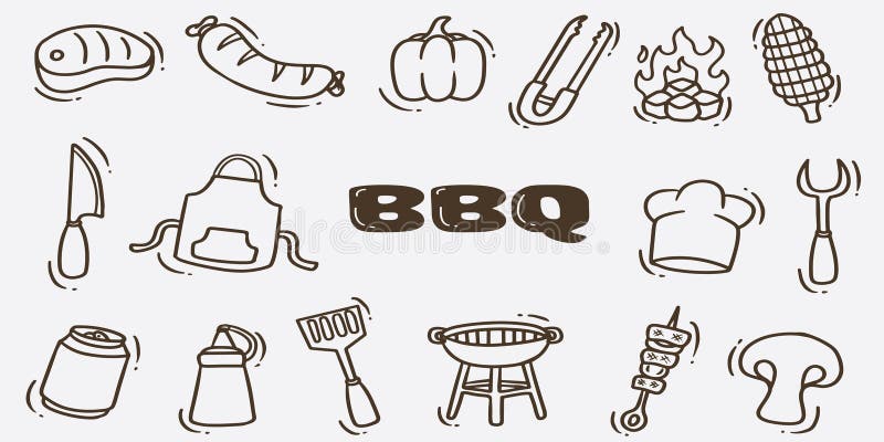 Barbeque doodle stock vector. Illustration of picnic - 379708880