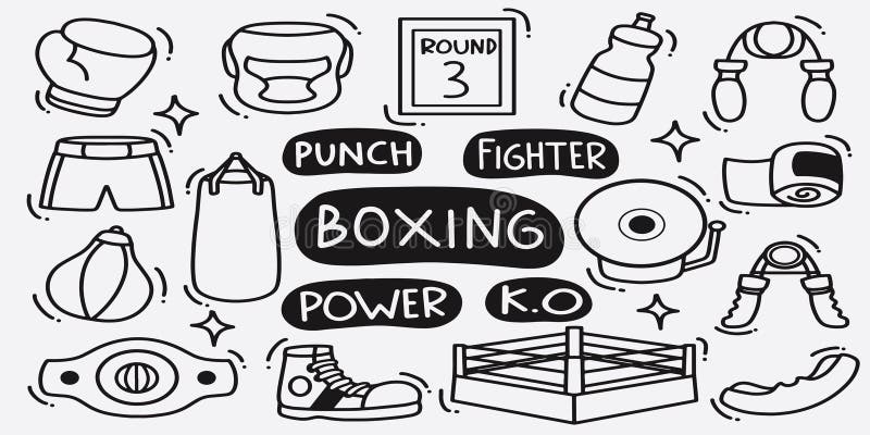 Boxing doodle stock vector. Illustration of helmet, icon - 379712465