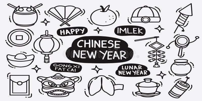 Chinese year doodle stock vector. Illustration of poster - 379718303