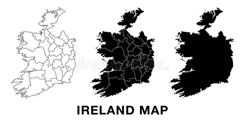 Ireland Map Set: Administrative Divisions, Outline & Silhouette Stock ...