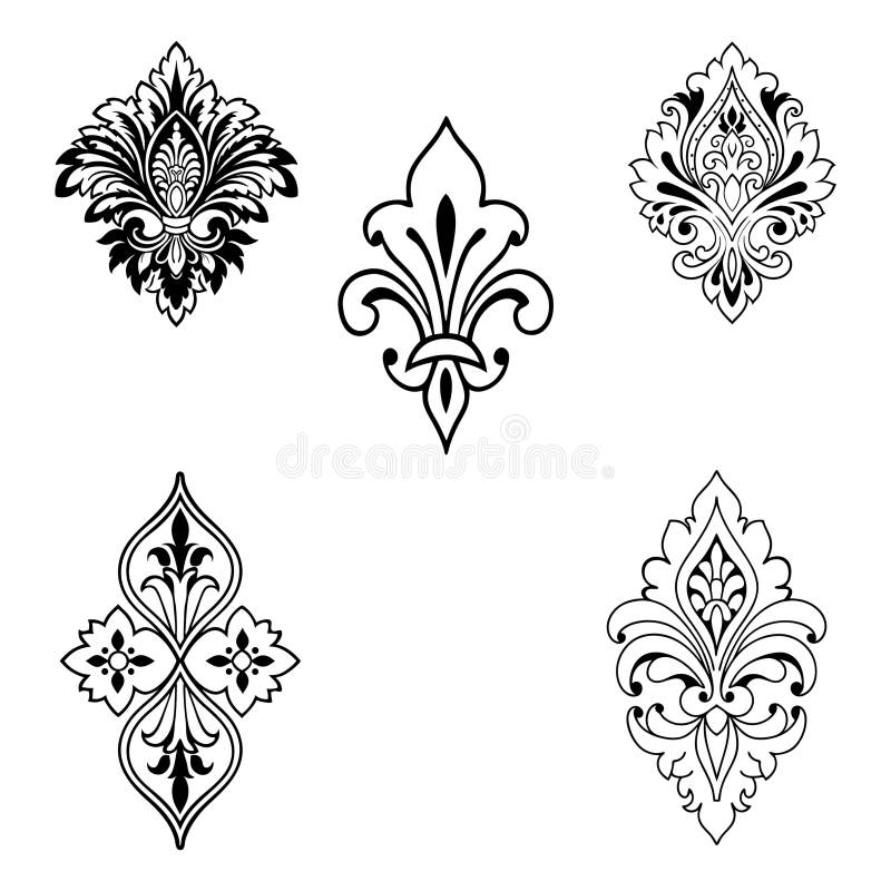 Luxury Damask Ornaments Vector Decorative Floral Design Illustration ...