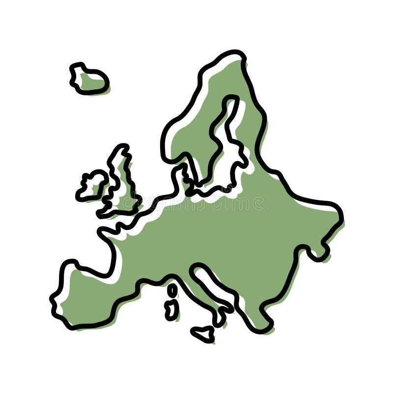 Europe Map - Green Hue Colored on Dark Background. High Detailed ...