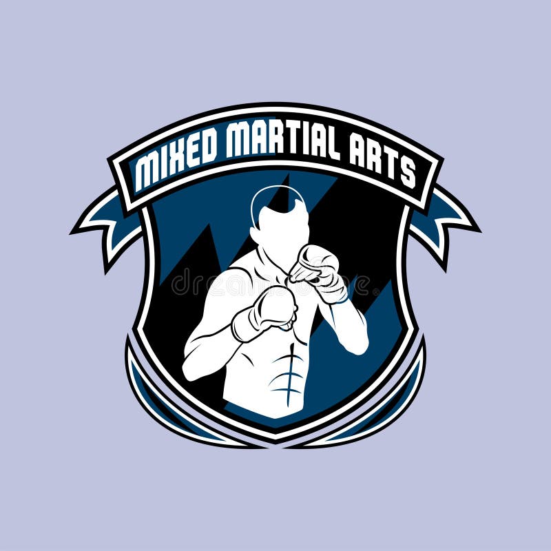 MMA Mixed Martial Arts Fighter Club Logo Badge in Blue Color Vector ...