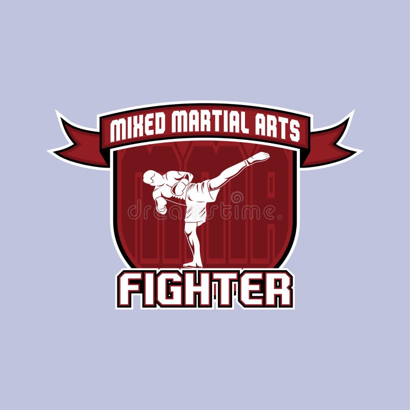 MMA Mixed Martial Arts Fighter Club Logo Badge in Red and Black Vector ...
