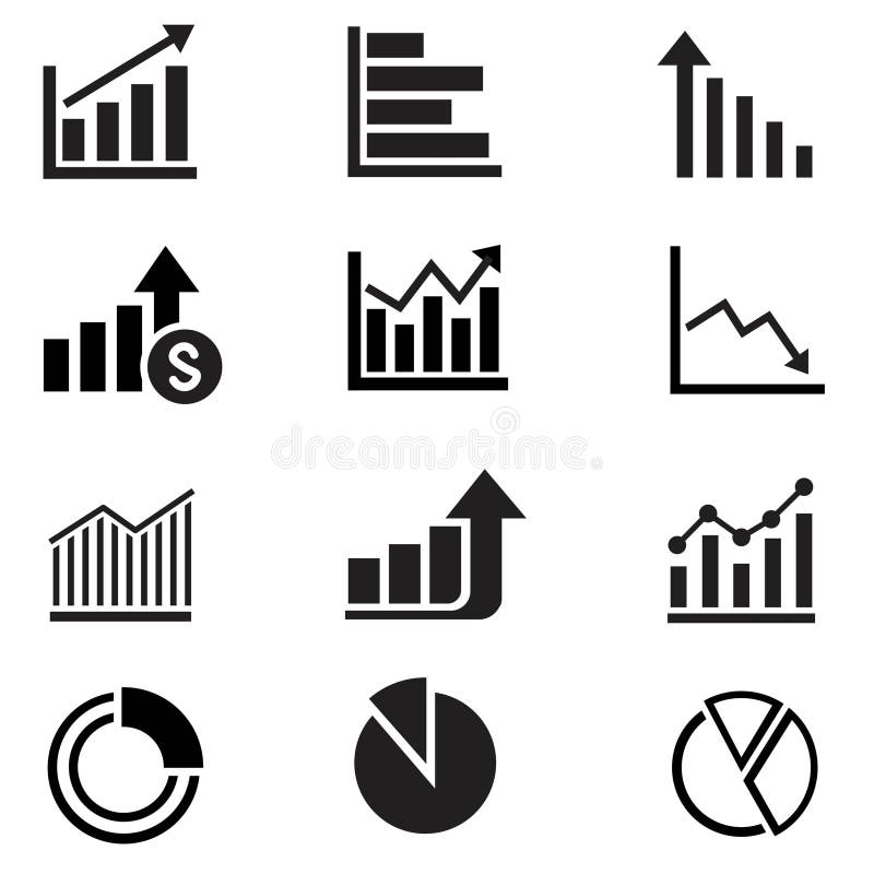 Growing Bar 12 Icon Set. Business Graphs and Charts Icons. Stock ...