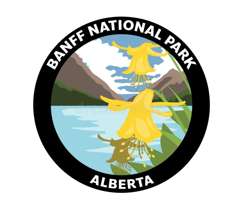 Banff National Park Yellow Columbine Flower Vector Logo Stock Vector ...