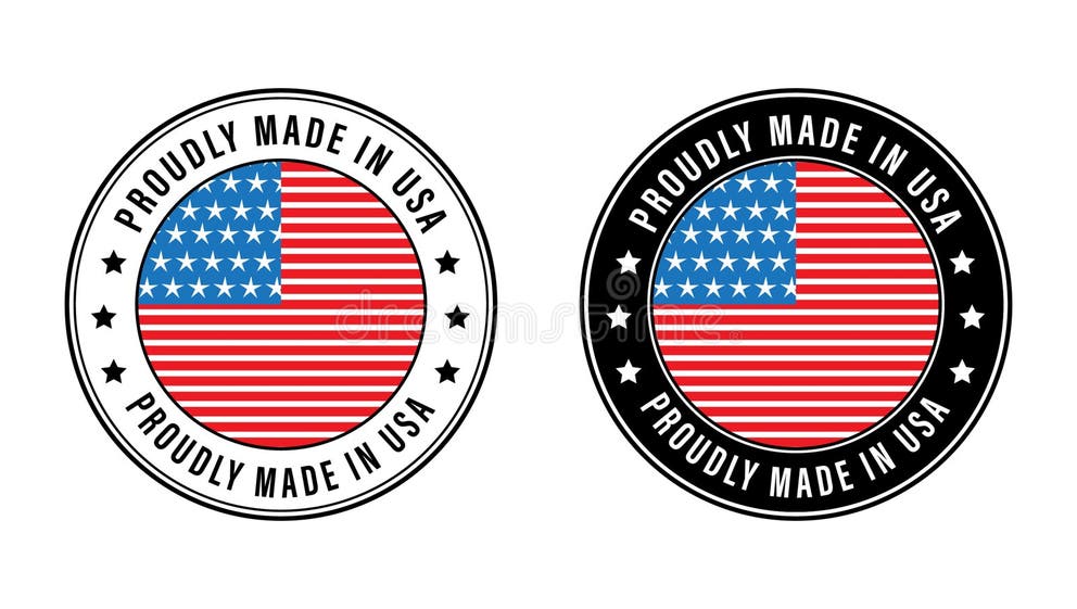 Proudly Made in USA Stamp Labels with Flag Icons for Product ...
