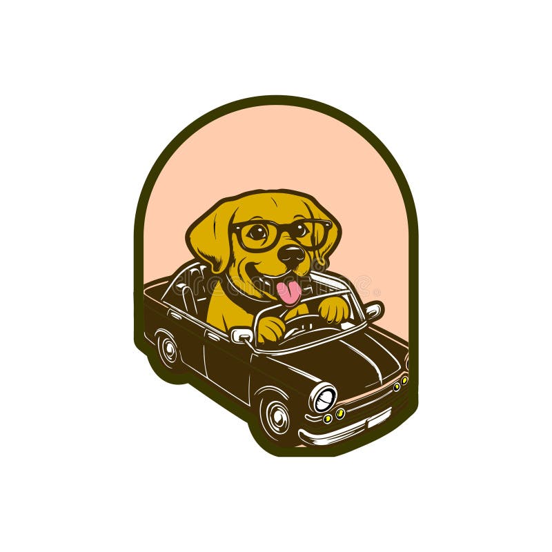 Dog Driving Classic Car Cartoon Illustration Stock Vector ...