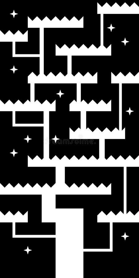 Magical Tree in the Black Starry Sky. Arcade Game Scene with One Big ...