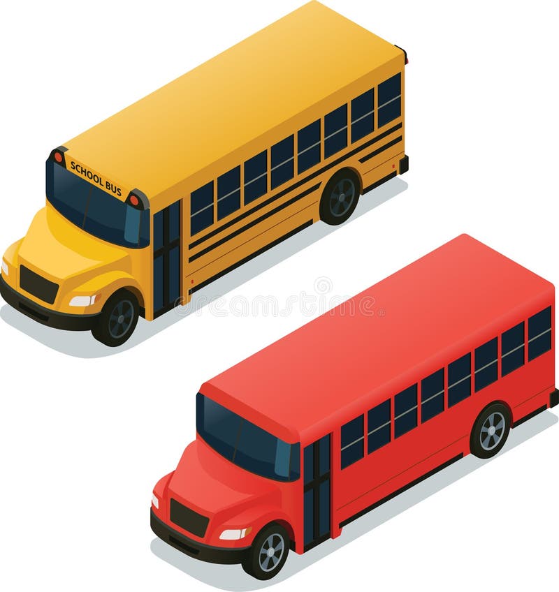 Isometric school bus stock illustration. Illustration of educational ...
