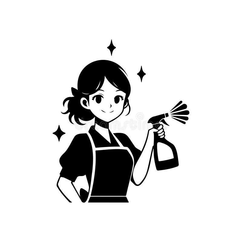 Cleaning Lady Holding Spray Bottle Icon Design Vector Stock ...
