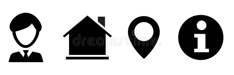 Address Icon Set. Profile Business Schedule Signs, Location Pin Symbol ...