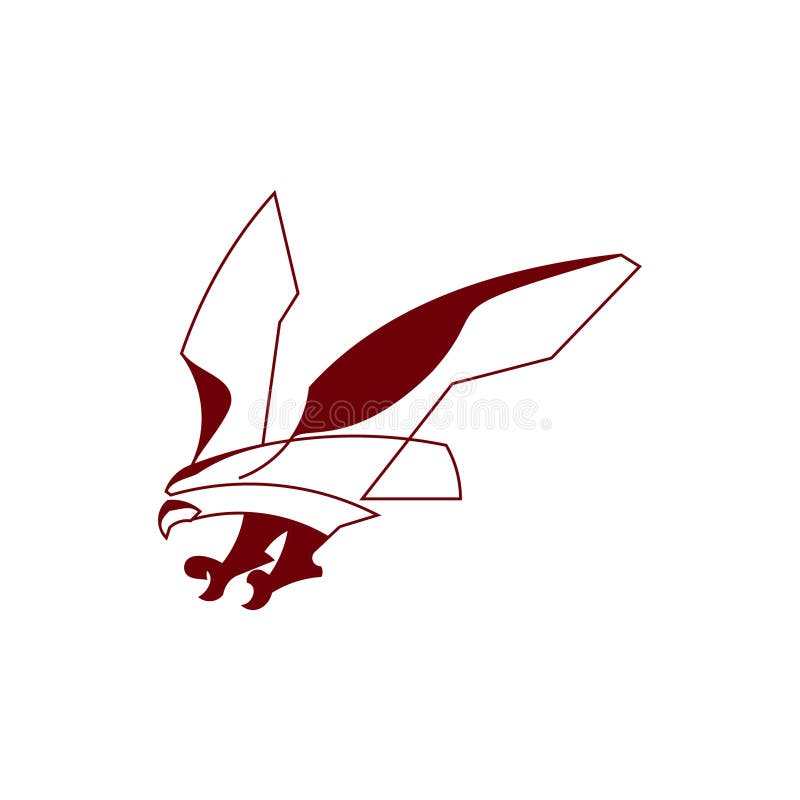 Abstract Geometric Eagle Symbol in Red Outline Stock Illustration ...