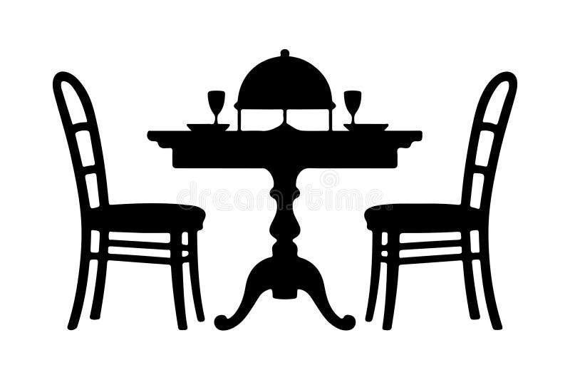 Dining Table with Chairs Silhouette SVG Elegant Restaurant, Dinner Date ...