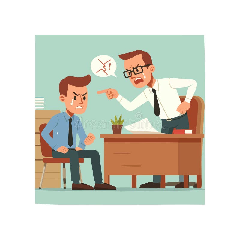 Boss Yelling at Employee stock vector. Illustration of work - 380174724