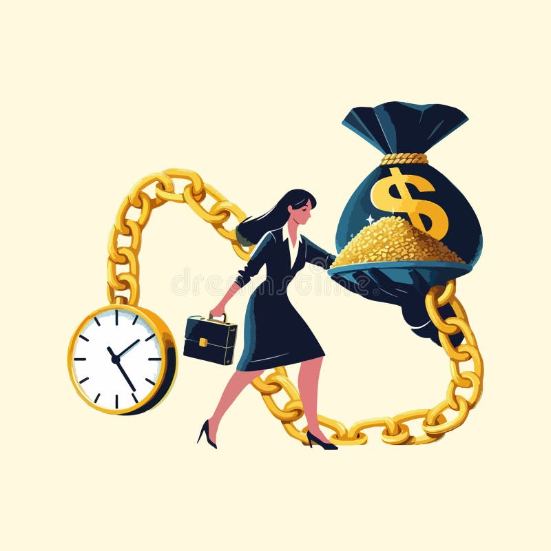 Businesswoman Balancing Time and Money Concept Illustration Stock ...
