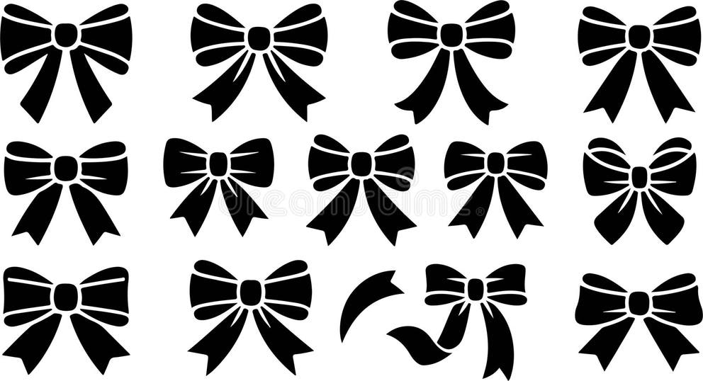 Collection of Black Bows Icons Stock Vector - Illustration of flower ...
