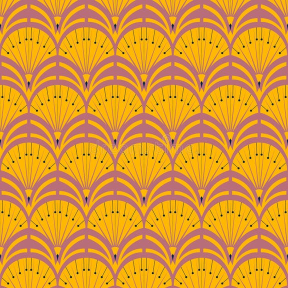 Vector Fan-shaped Floral Art Deco Seamless Pattern Stock Vector ...